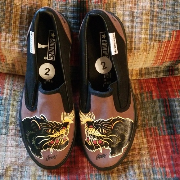 Converse | Shoes | Ed Hardy Converse New Shoes Size 2 Boys Panthers ...
